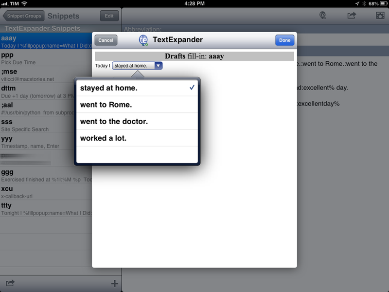 TextExpander Touch 2.0 Brings Fill-In Snippets, Formatted Text To iOS - MacStories